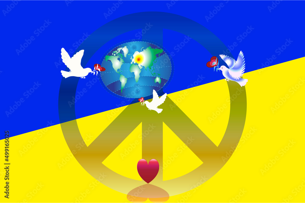 Illustration of loving peace on the Earth with White pigeon carrying ...