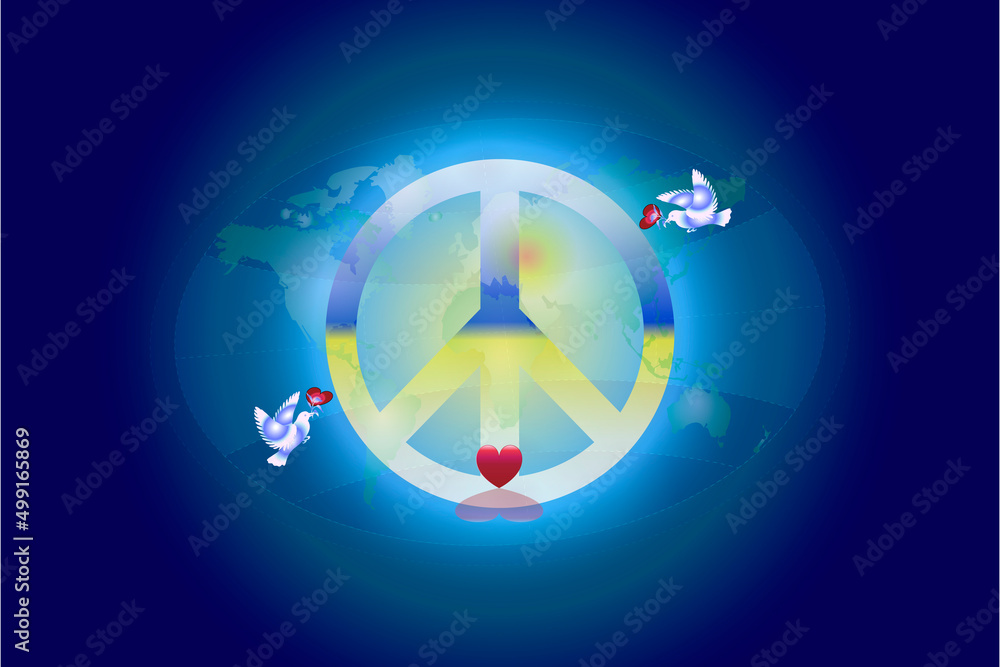 Illustration of loving peace on the Earth with White pigeon carrying ...