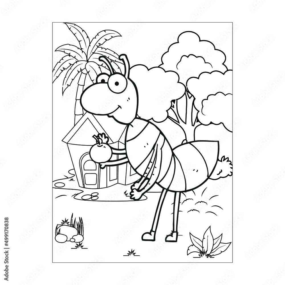 Ant Coloring Pages for Kids Stock Vector | Adobe Stock
