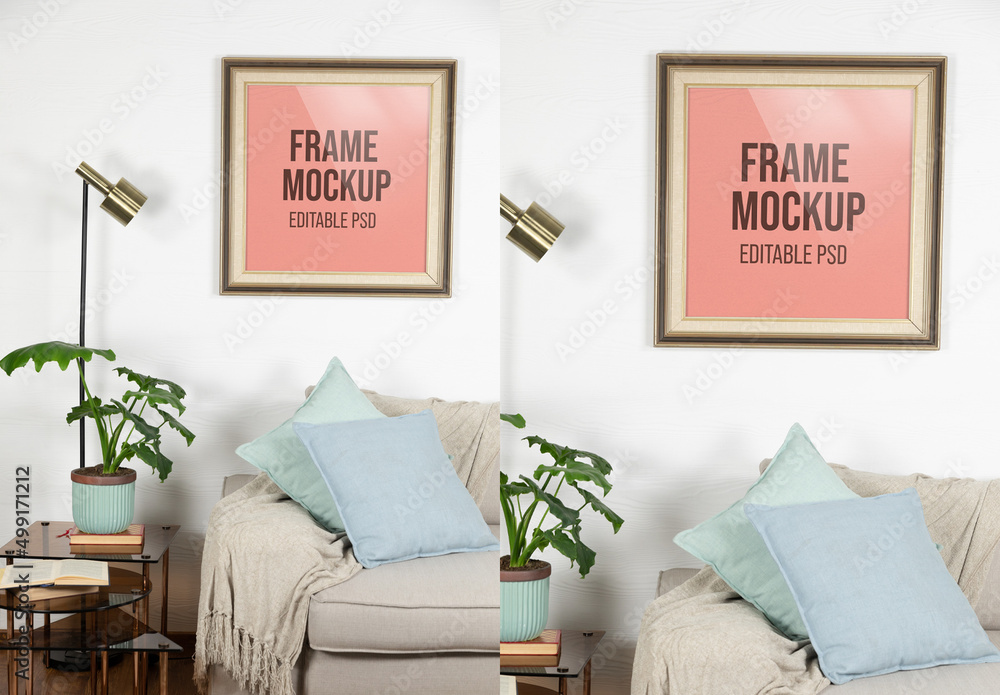 Picture Frame in Room Mockup Stock Template | Adobe Stock