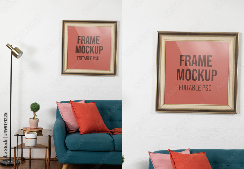 Picture Frame in Room Mockup Stock Template | Adobe Stock