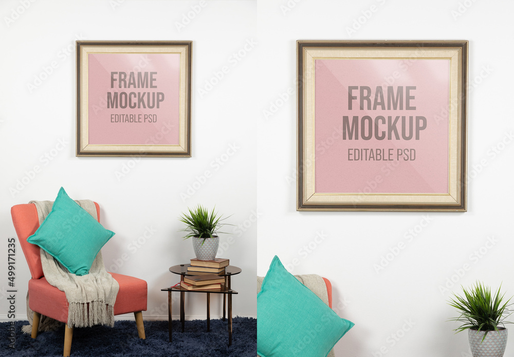 Picture Frame in Room Mockup Stock Template | Adobe Stock