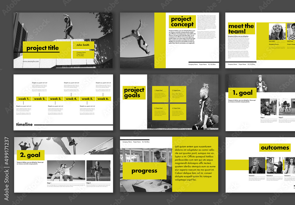 Yellow and Black Presentation Layout Stock Template | Adobe Stock