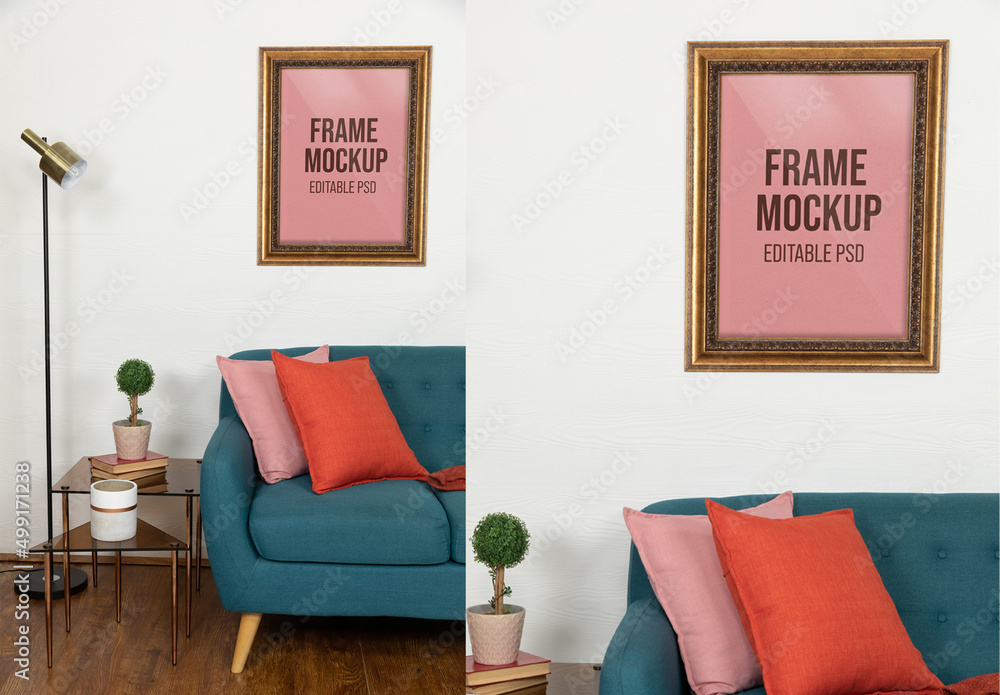 Picture Frame in Room Mockup Stock Template | Adobe Stock