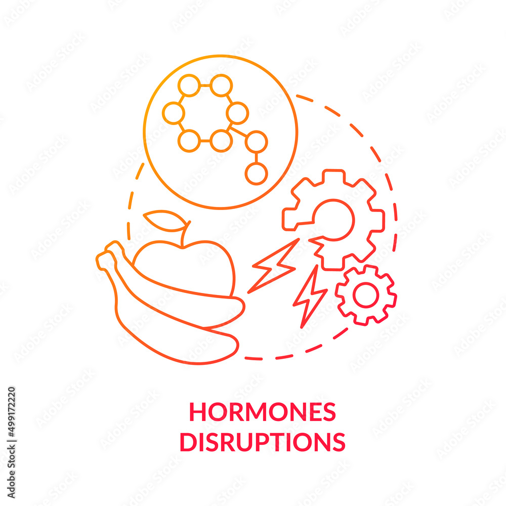 Hormones disruptions red gradient concept icon. Endocrine system ...