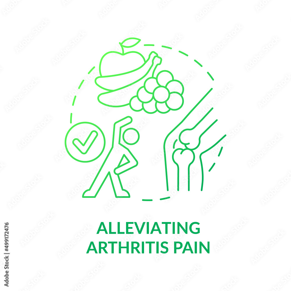 Alleviating arthritis pain green gradient concept icon. Relieve ...