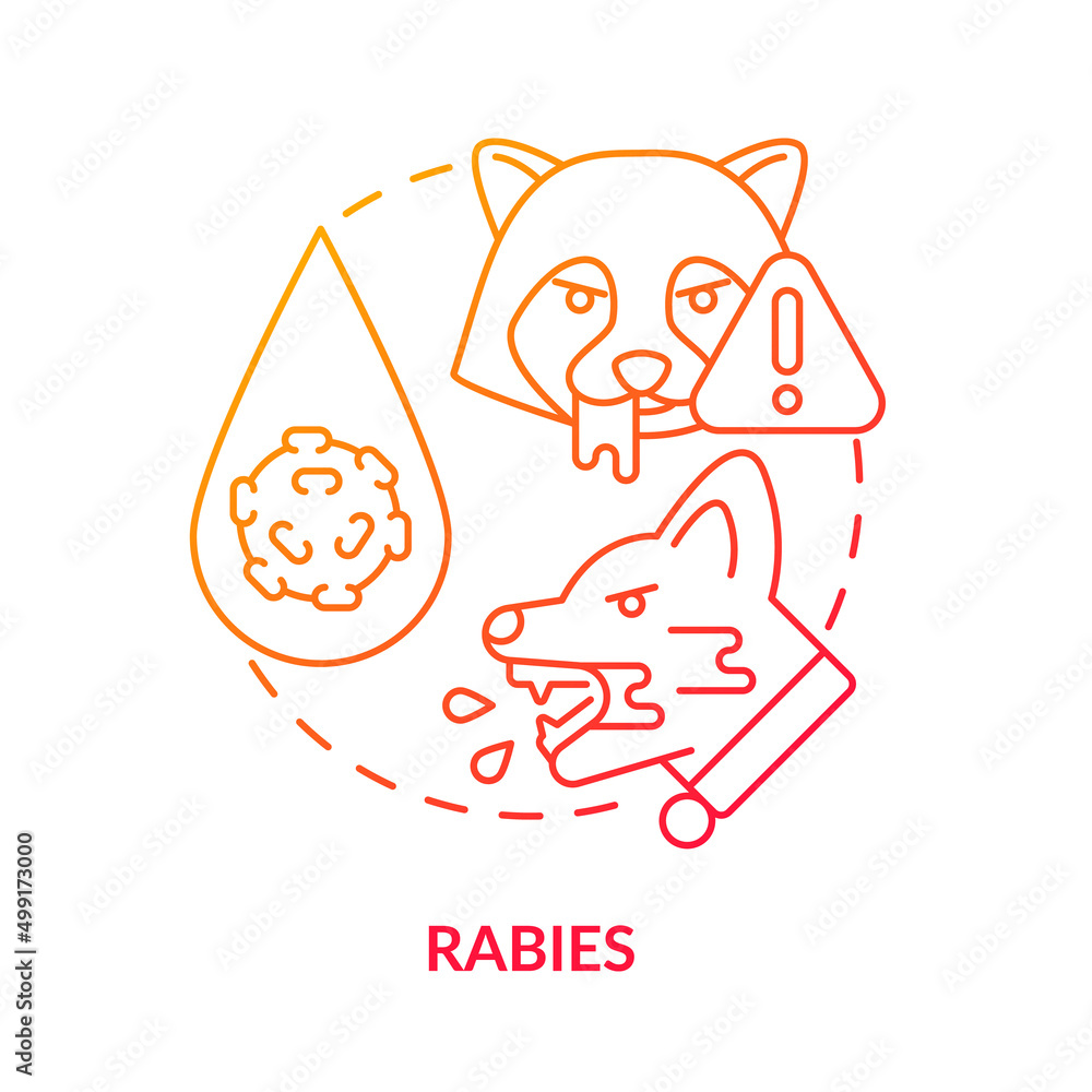Rabies red gradient concept icon. Common health concern for dog ...