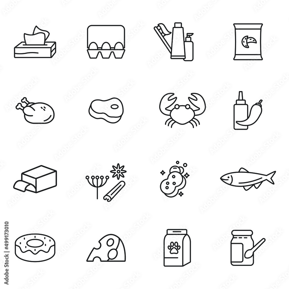 grocery icons set . grocery pack symbol vector elements for infographic ...