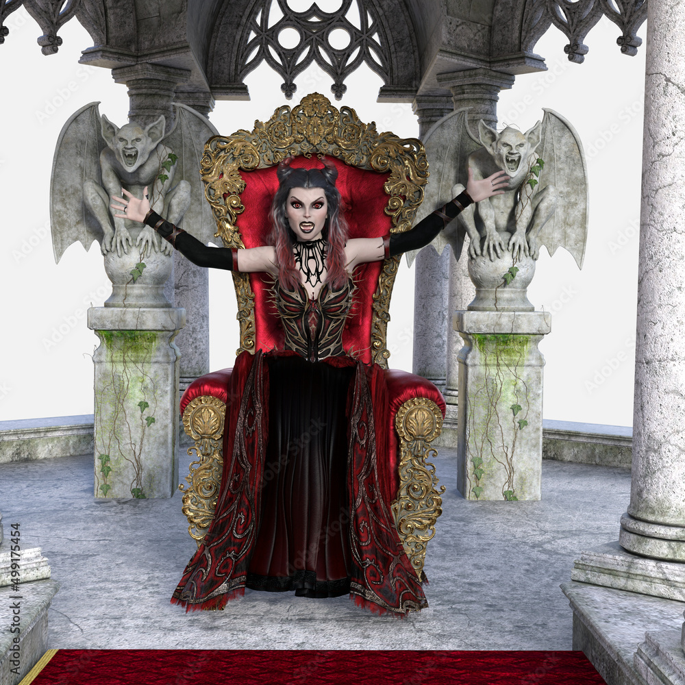 Full body image of Lena, vampire, queen of the undead - a 3D ...