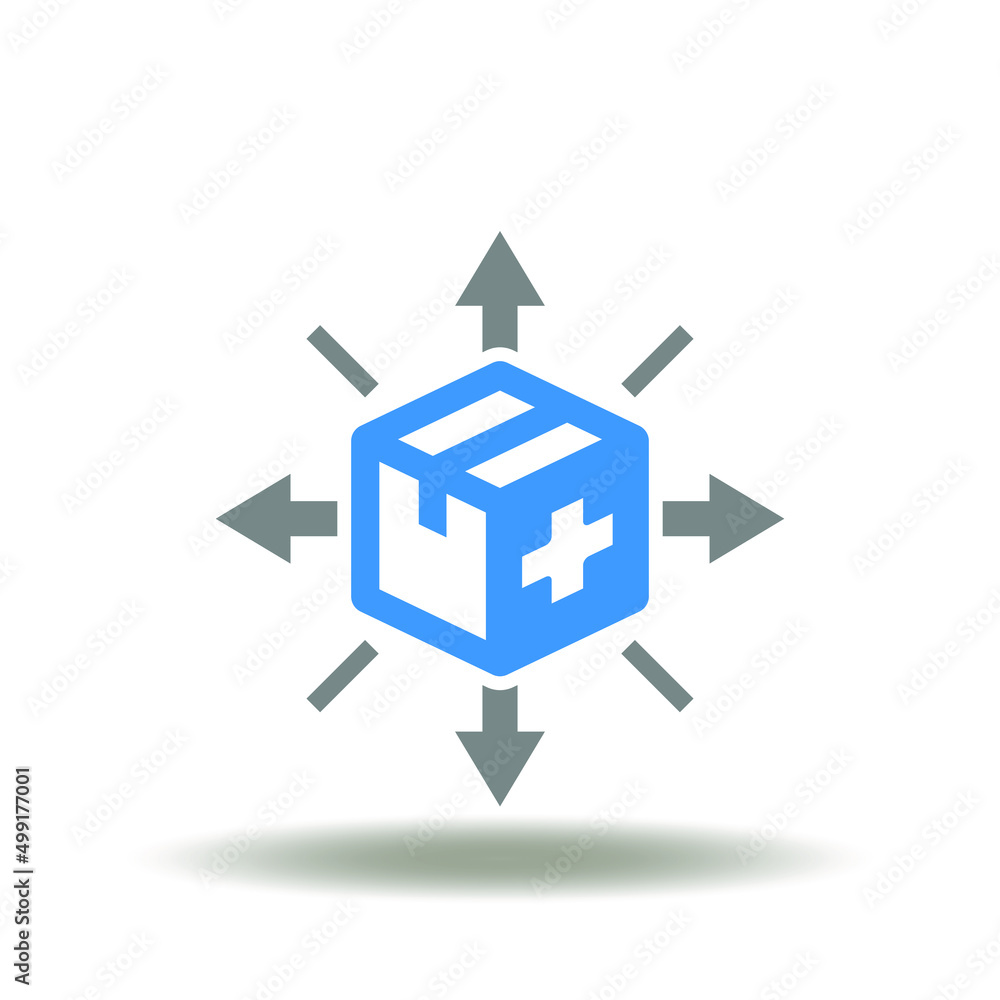 Vector illustration of medicine box or package with medical cross and ...