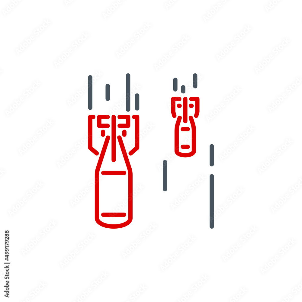 bombing with atomic aerial bombs single line icon isolated on white ...