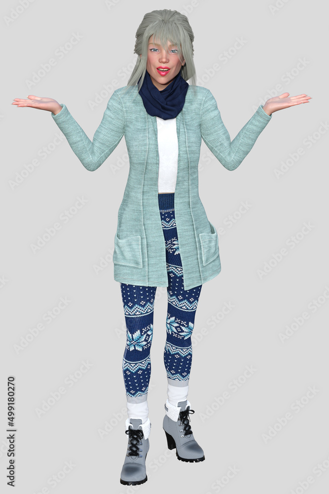 Elle is a young beautiful blonde female 3D illustration character model ...