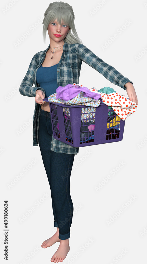 Elle is a young beautiful blonde female 3D illustration character model ...