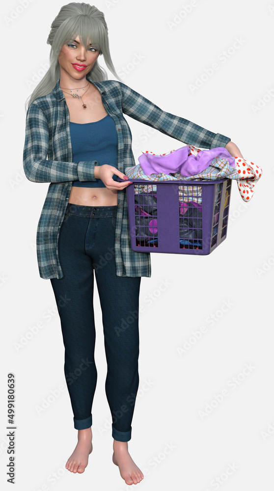 Elle is a young beautiful blonde female 3D illustration character model ...