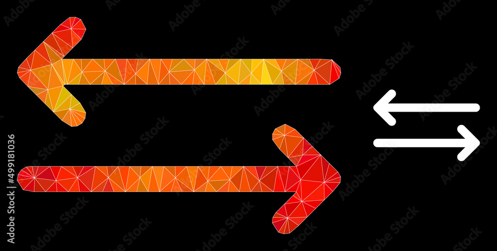lowpoly flip arrows horizontally icon with fire vibrant gradient ...