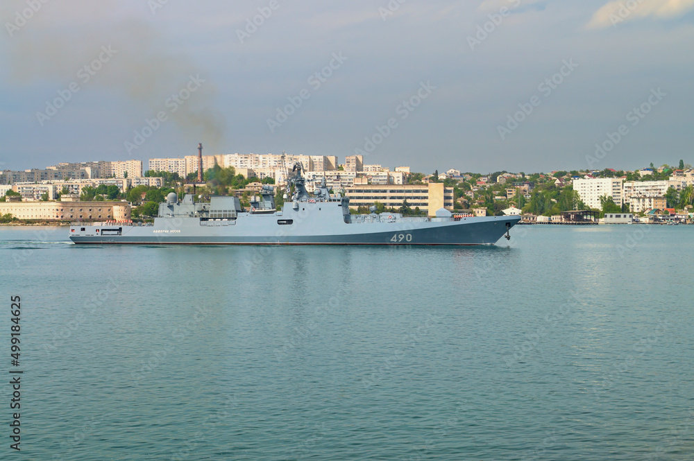 Ukraine, Sevastopol - May 14, 2019: Russian frigate Admiral Essen - on ...