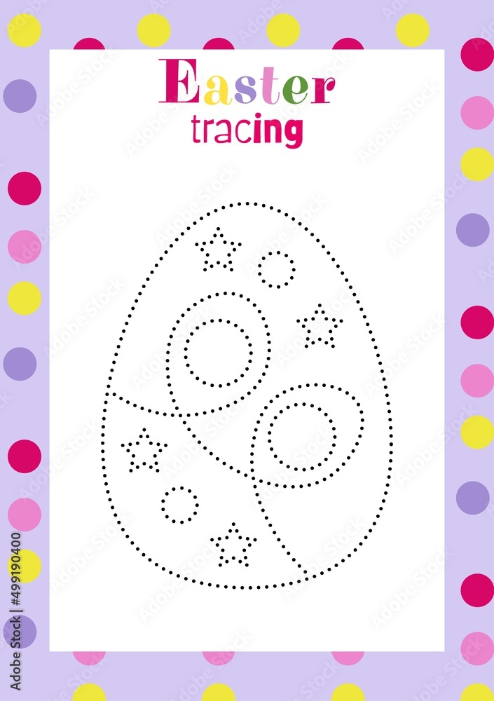 Easter egg tracing worksheet for kids handwriting practice. Holiday ...