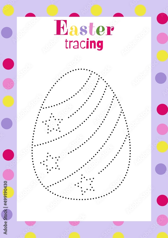 Easter egg tracing worksheet for kids handwriting practice. Holiday ...