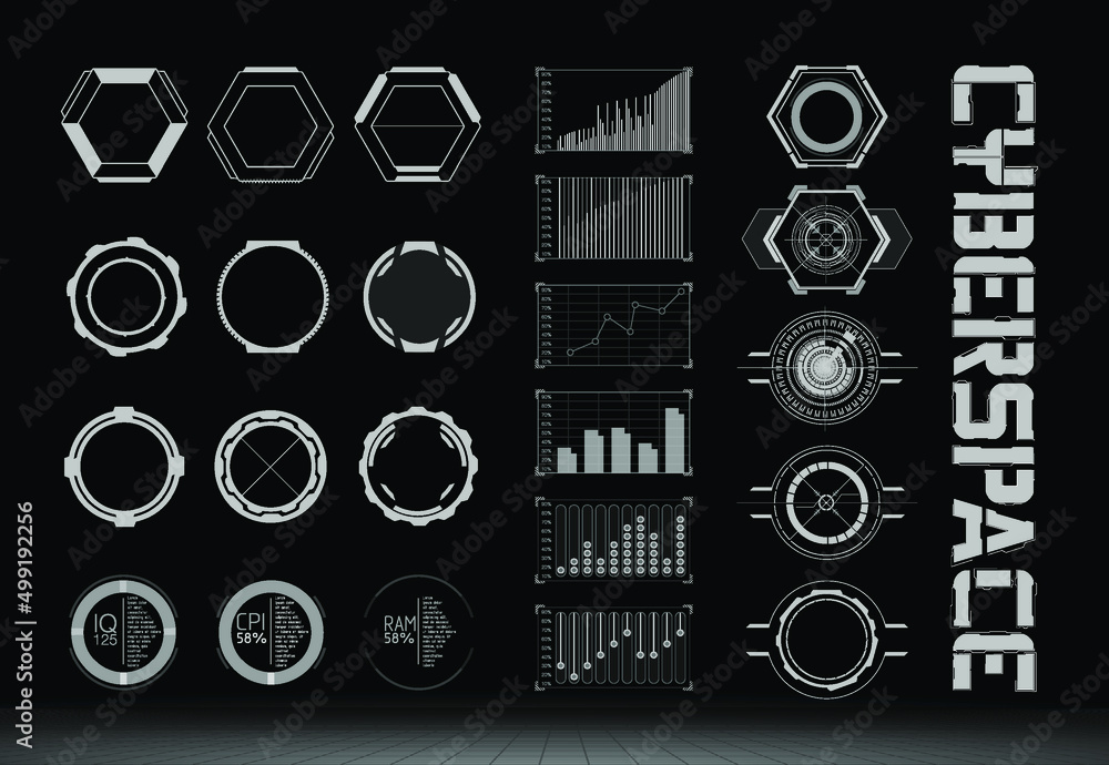 Futuristic Vector HUD Interface Screen Design. Digital callouts titles ...