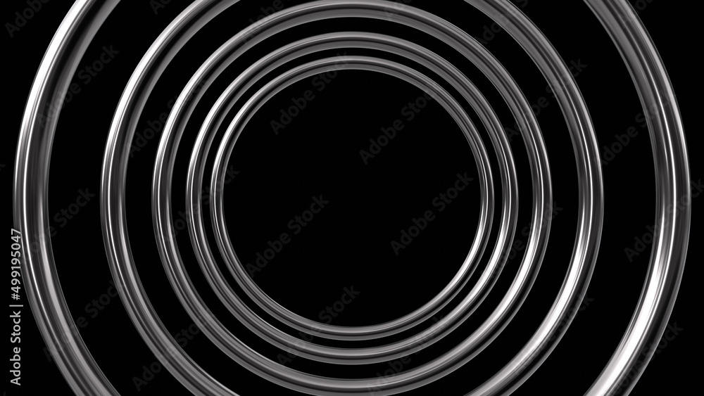 Concentric Silver Metal Circle Ring Frame 3D Rendering Stock ...