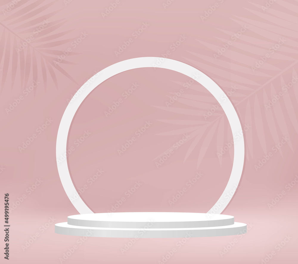 White Podium Stage For Product Display Stand Blue background With ...