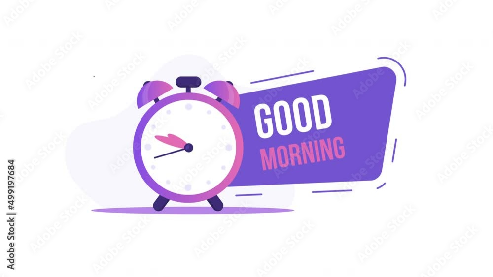 Alarm clock with text good morning animation.4K motion animation. Stock ...