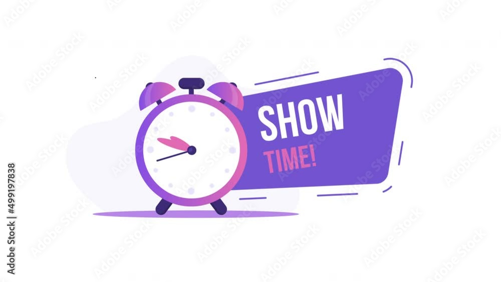 Alarm clock with text show time animation.4K motion animation. vídeo do ...