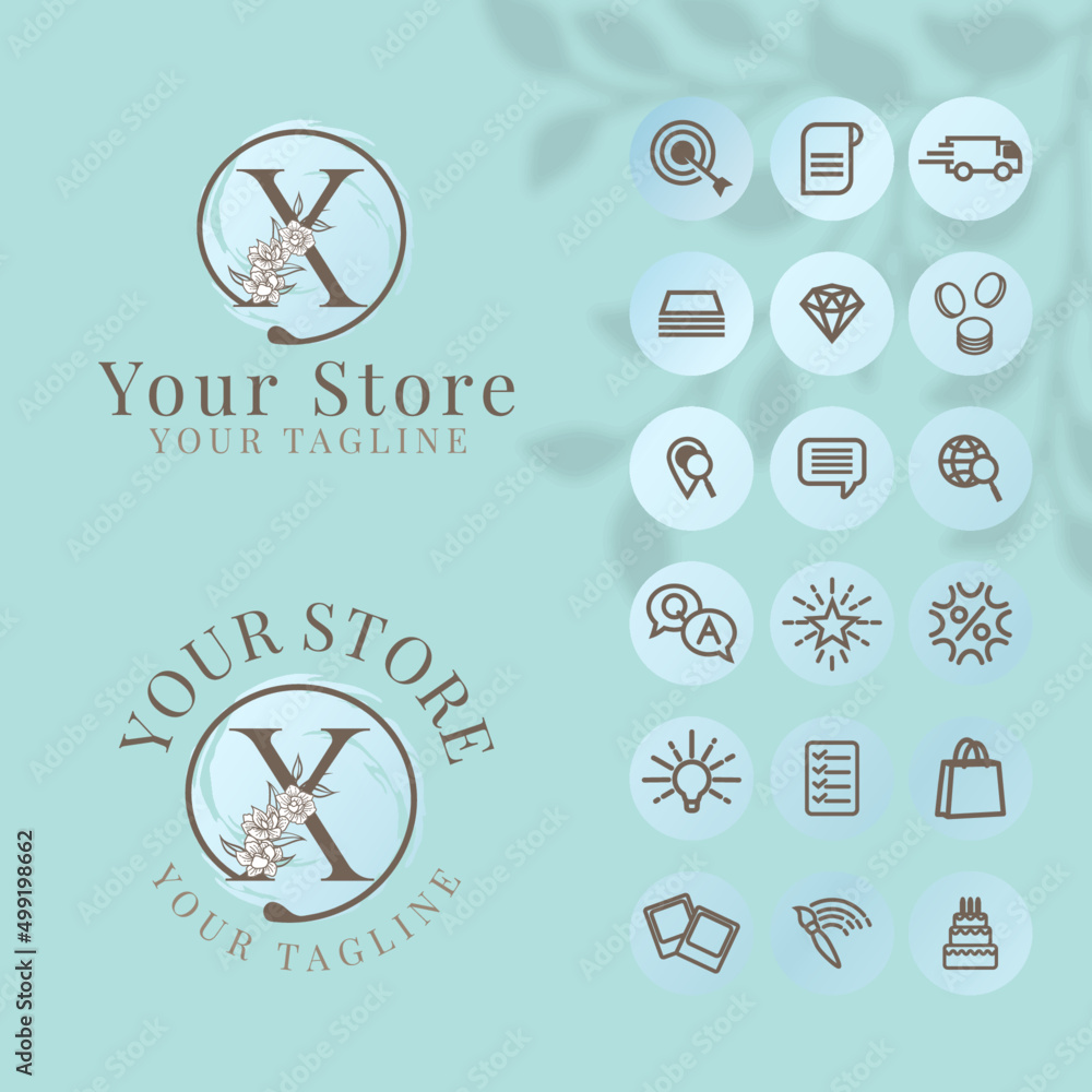 initial X logo with icon social media template for fashion branding ...