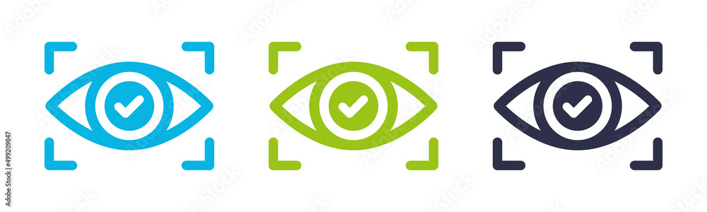 Eye identification icon. Iris recognition icon set isolated on white ...