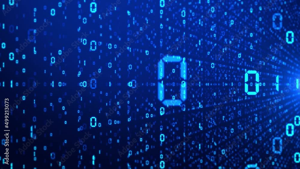 Futuristic cyberspace Abstract blue binary code particles Loop ...