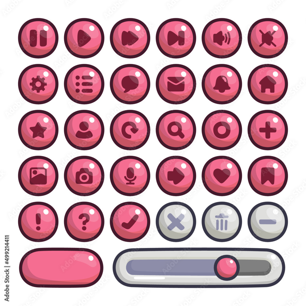 user interface octal buttons for web vector shiny glossy texture kawaii ...