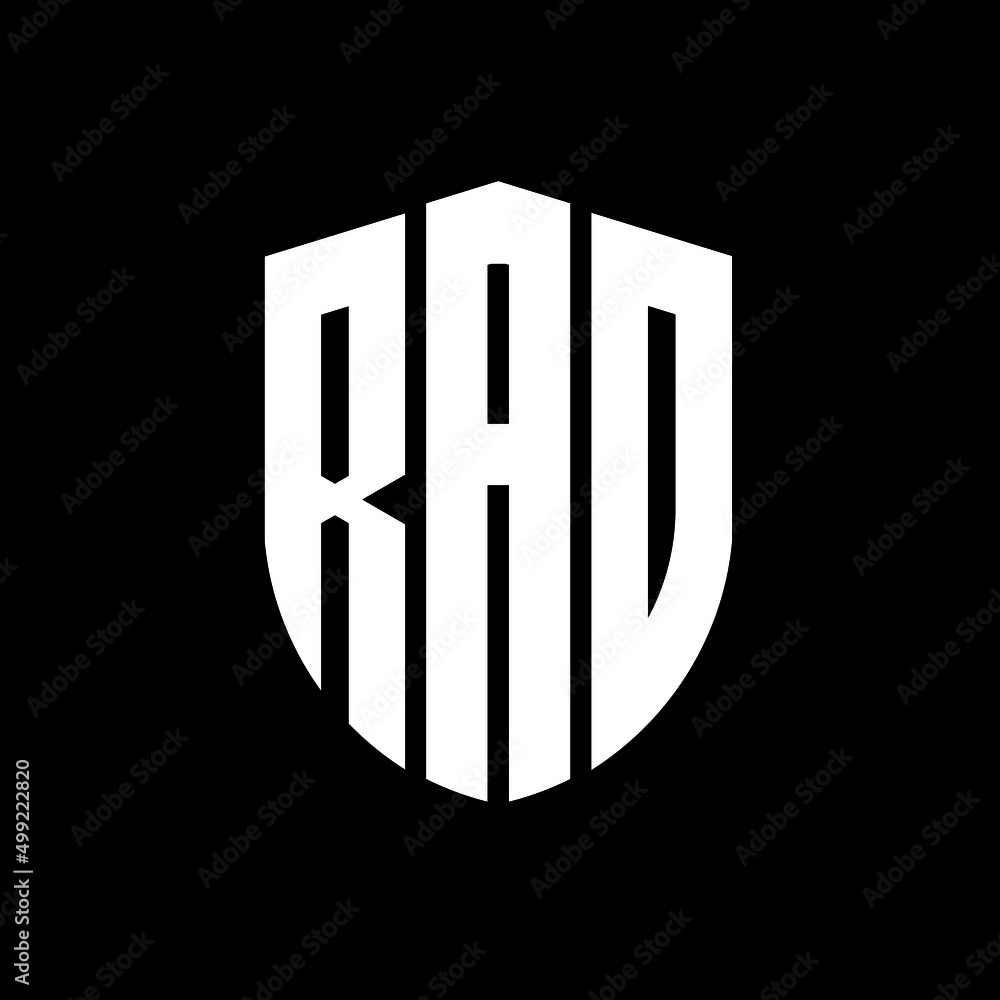 RAD letter logo design. RAD modern letter logo with black background ...