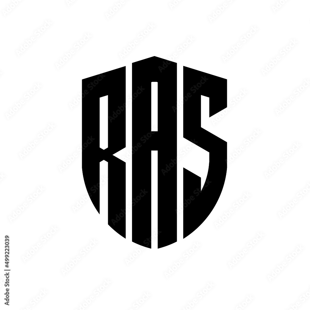 RAS letter logo design. RAS modern letter logo with black background ...