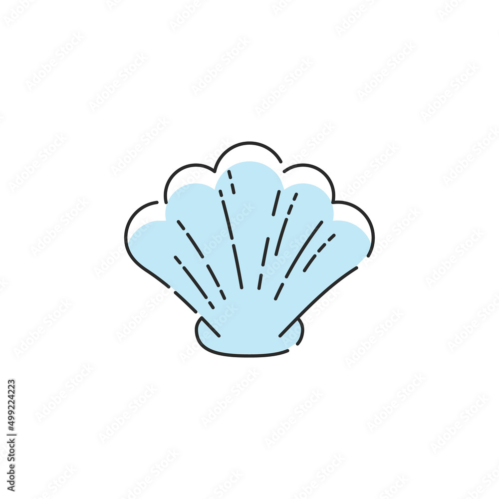 Seashell icon. Vector outline shell or scallop silhouette. Simple line ...