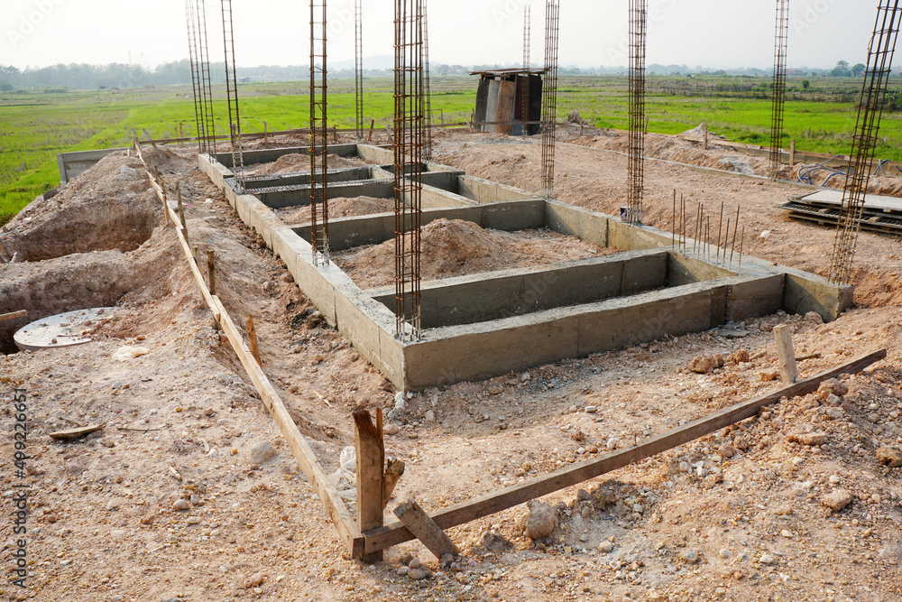 Ground beams for the foundations of buildings with reinforced concrete ...