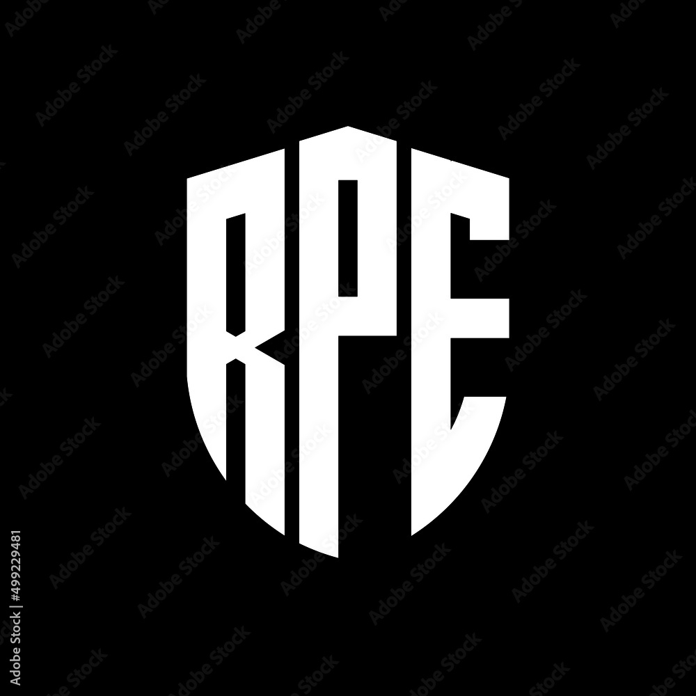 RPE letter logo design. RPE modern letter logo with black background ...