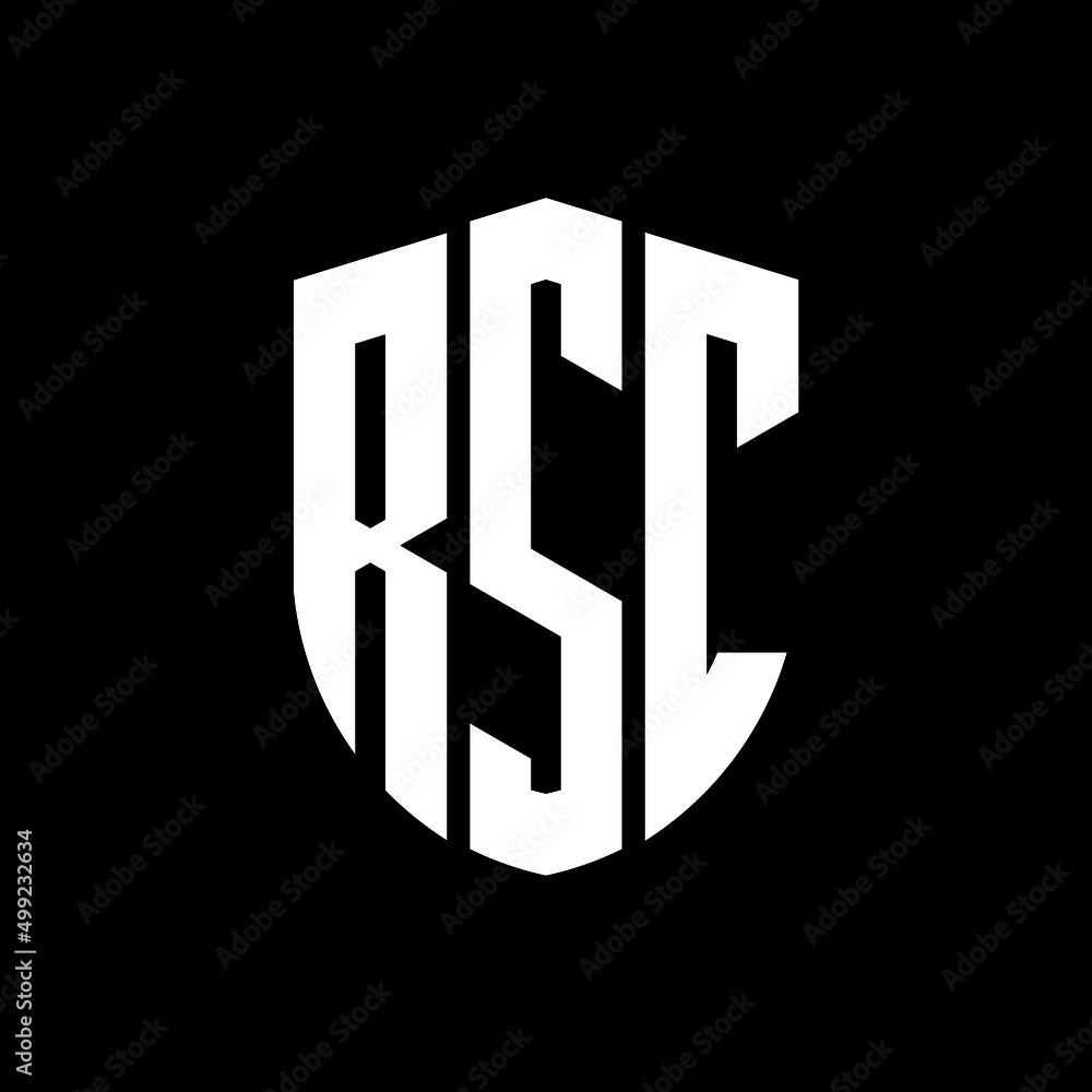 RSC letter logo design. RSC modern letter logo with black background ...