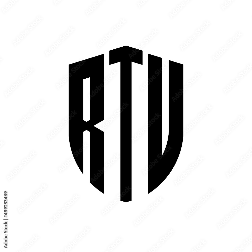 RTV letter logo design. RTV modern letter logo with black background ...