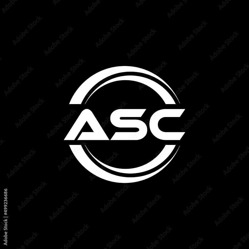 ASC letter logo design with black background in illustrator, vector ...