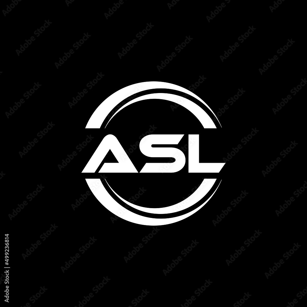 ASL letter logo design with black background in illustrator, vector ...