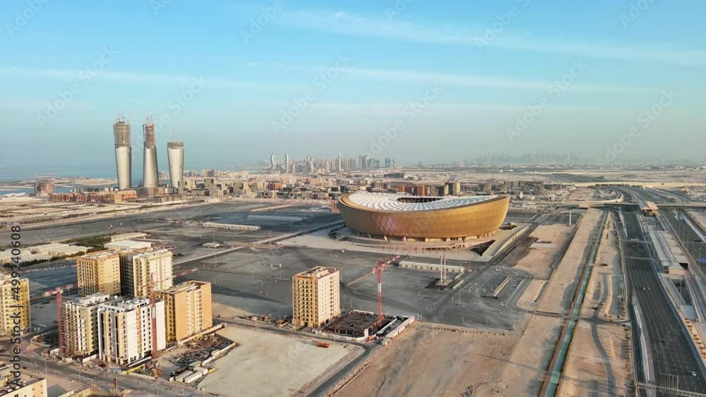 Doha, Qatar: Aerial view of capital city of Qatar, cityscape with ...
