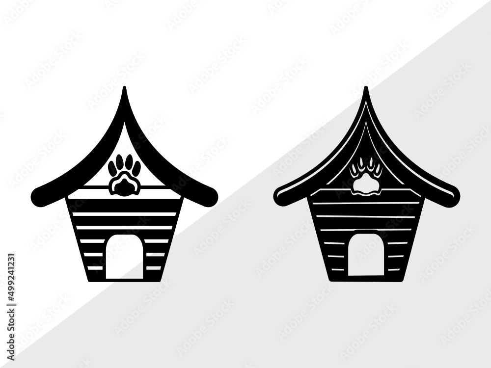 Dog House Silhouette | Dog House SVG | Dog Svg | Dog Paw Svg | Dog Bone ...