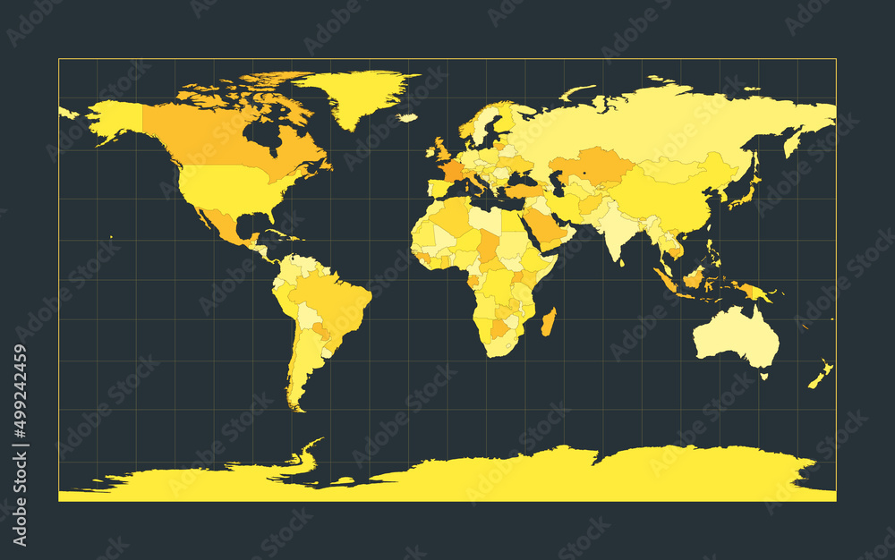 World Map. Patterson cylindrical projection. Futuristic world ...