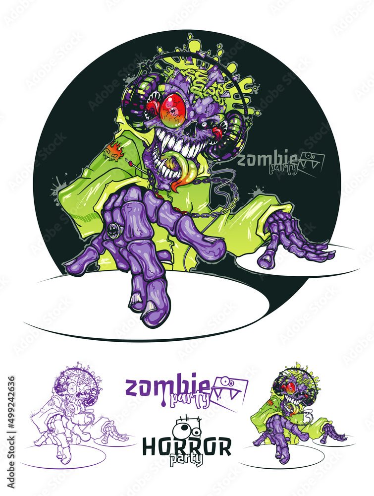 DJ Zombie and elements for zombie parties, horror parties, Halloween ...