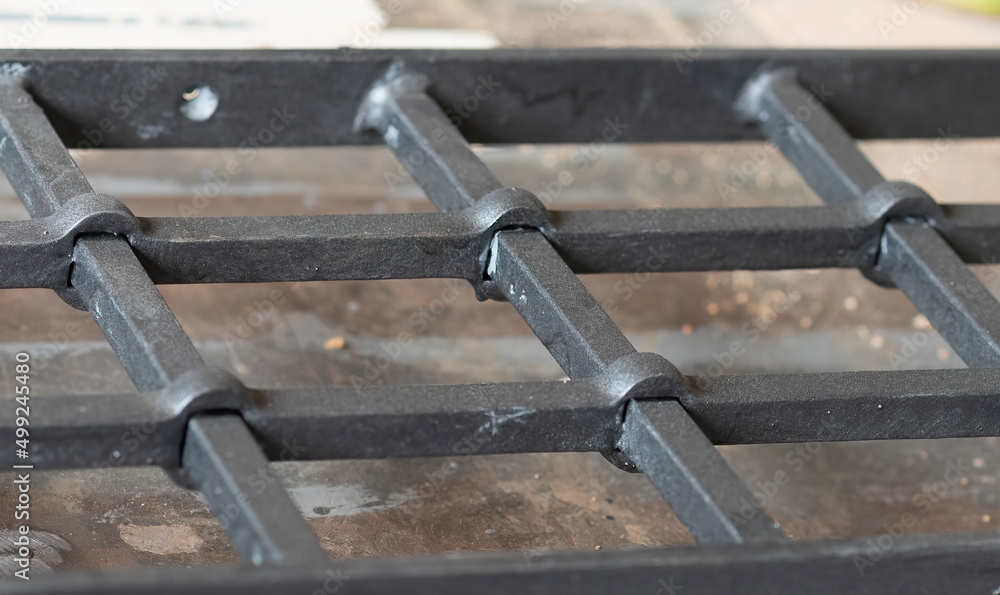 Silver floor grid texture; Stainless metal floor grating in close up ...