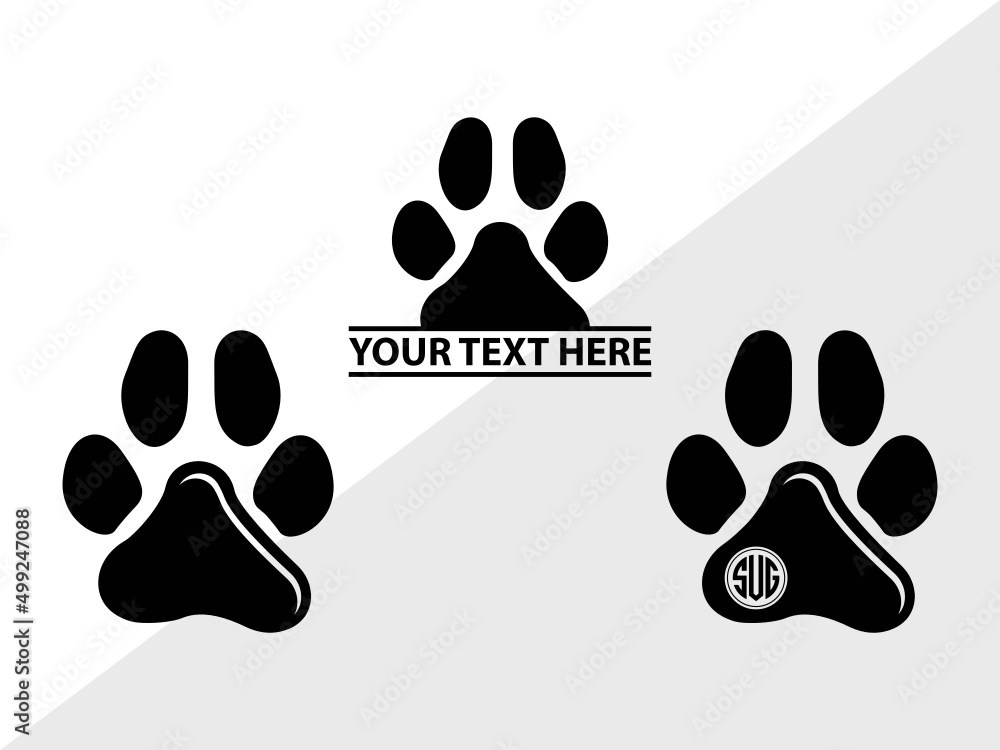 Dog Paw Monogram SVG | Pawprint Svg | Pet Paw Print Svg | Dog Love Svg ...