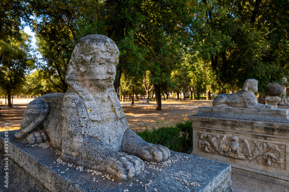 Rome Detail of the statue of the sphinx the classical statues in the ...