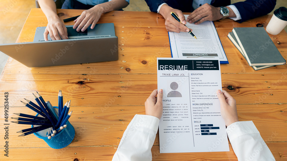 The HR department is reviewing the applicant's resume as an important ...