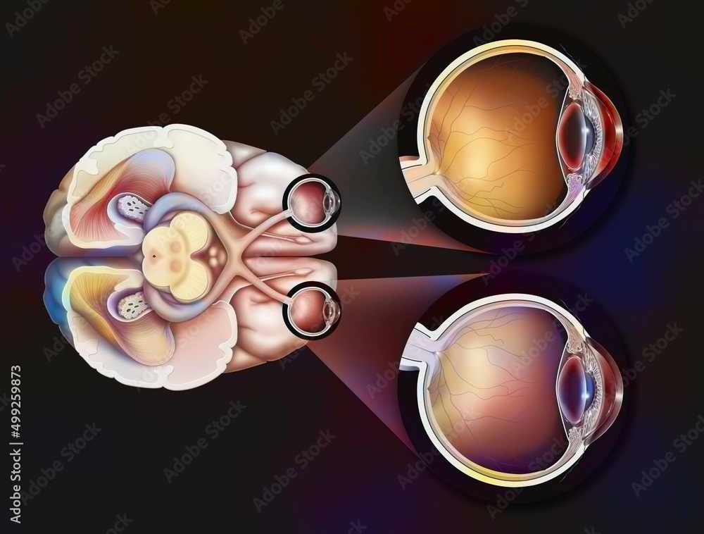 Eye: path of the visual pathways from the eye to the visual areas ...
