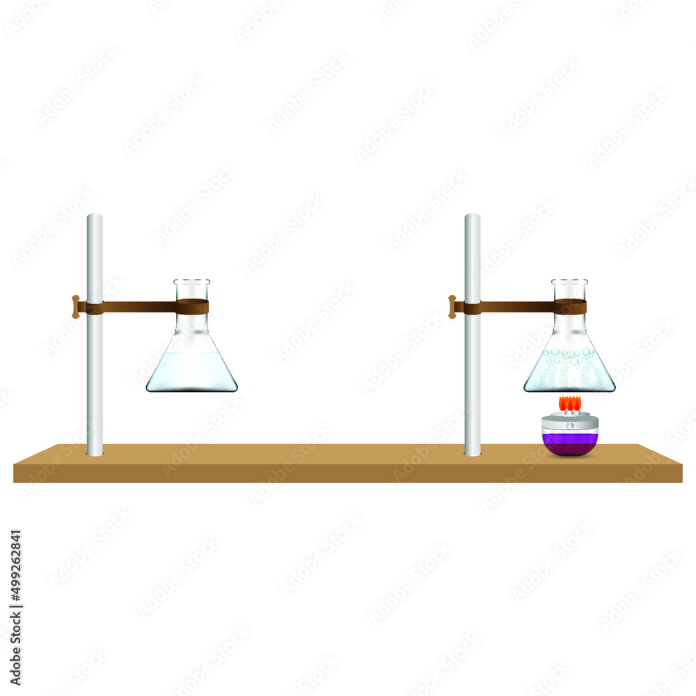 Experiment of boiling water. Boiling of water in Erlen. Science ...